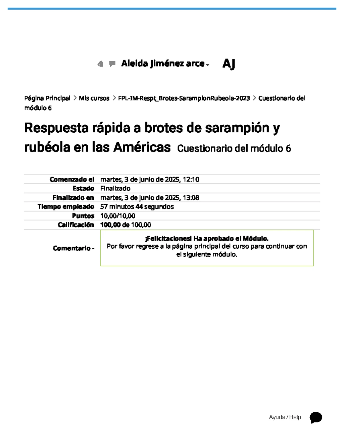 Cuestionario del Módulo 7: Respuesta a Brotes de Sarampión y Rubéola ...