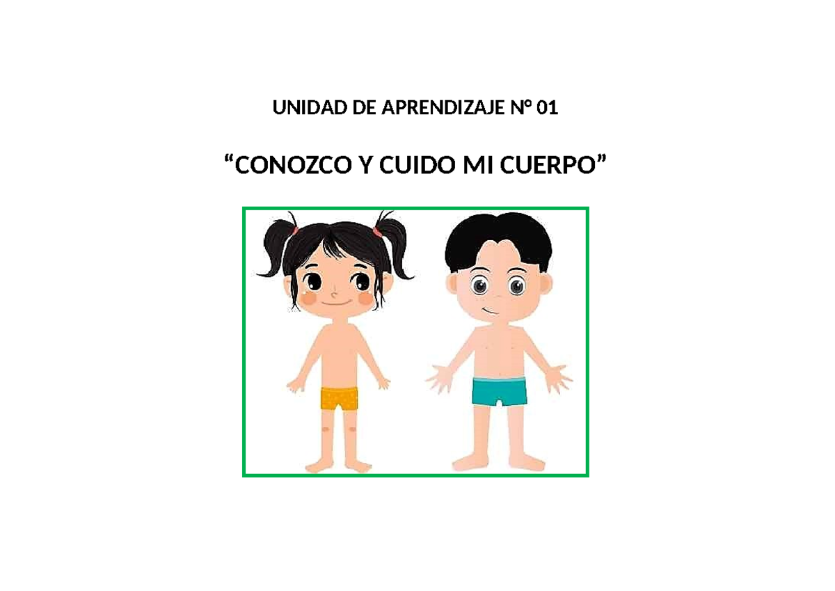 Unidad de Aprendizaje N° 01: Conozco y Cuido Mi Cuerpo (4 Años) - Studocu