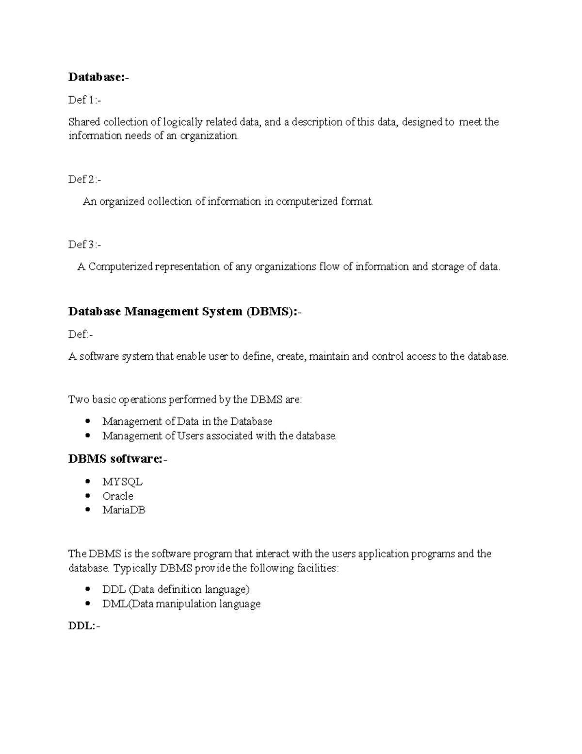 Lec 10: Understanding Databases and DBMS Concepts - Studocu