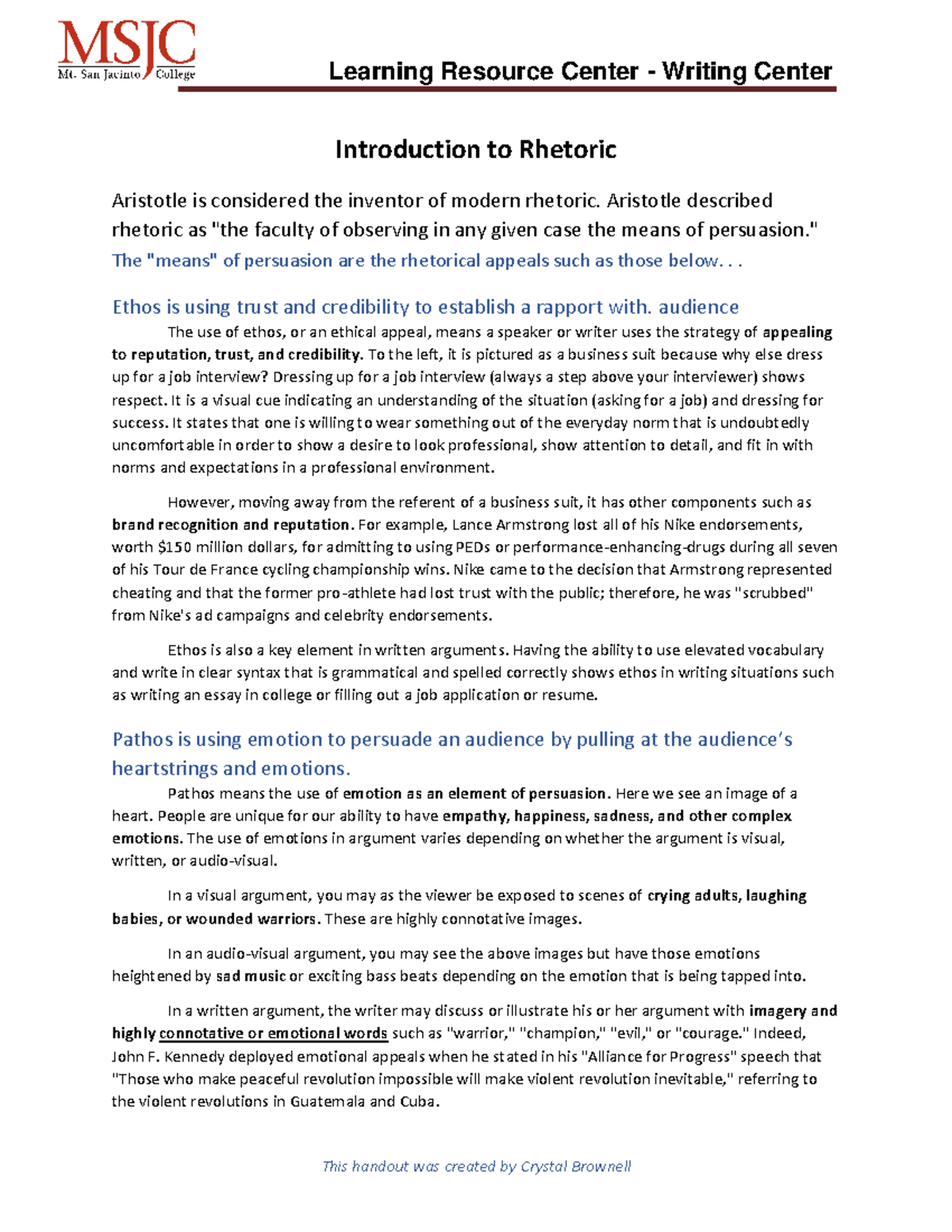 Intro-to-Rhetorics Notes - Learning Resource Center - Writing Center ...