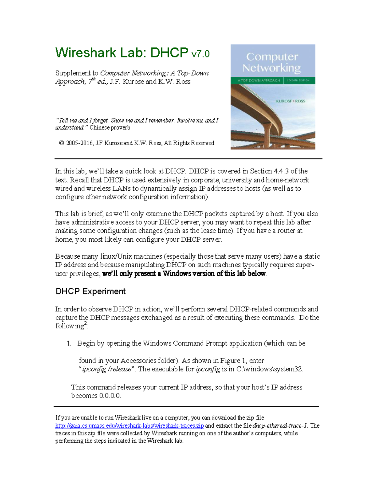 Wireshark Lab: DHCP Analysis for Computer Networking (Week 8) - Studocu