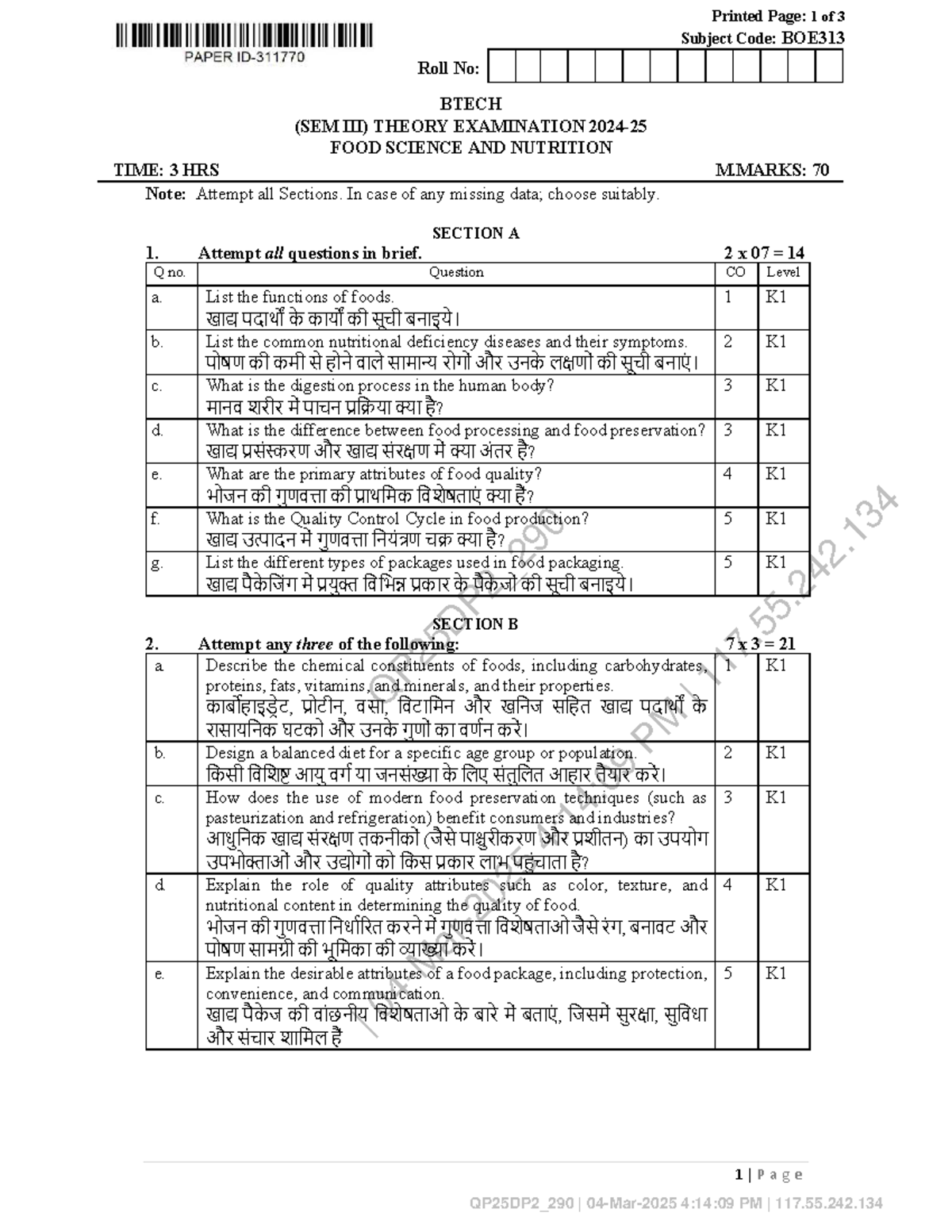 BOE313 Final Exam: Food Science and Nutrition Overview - Studocu