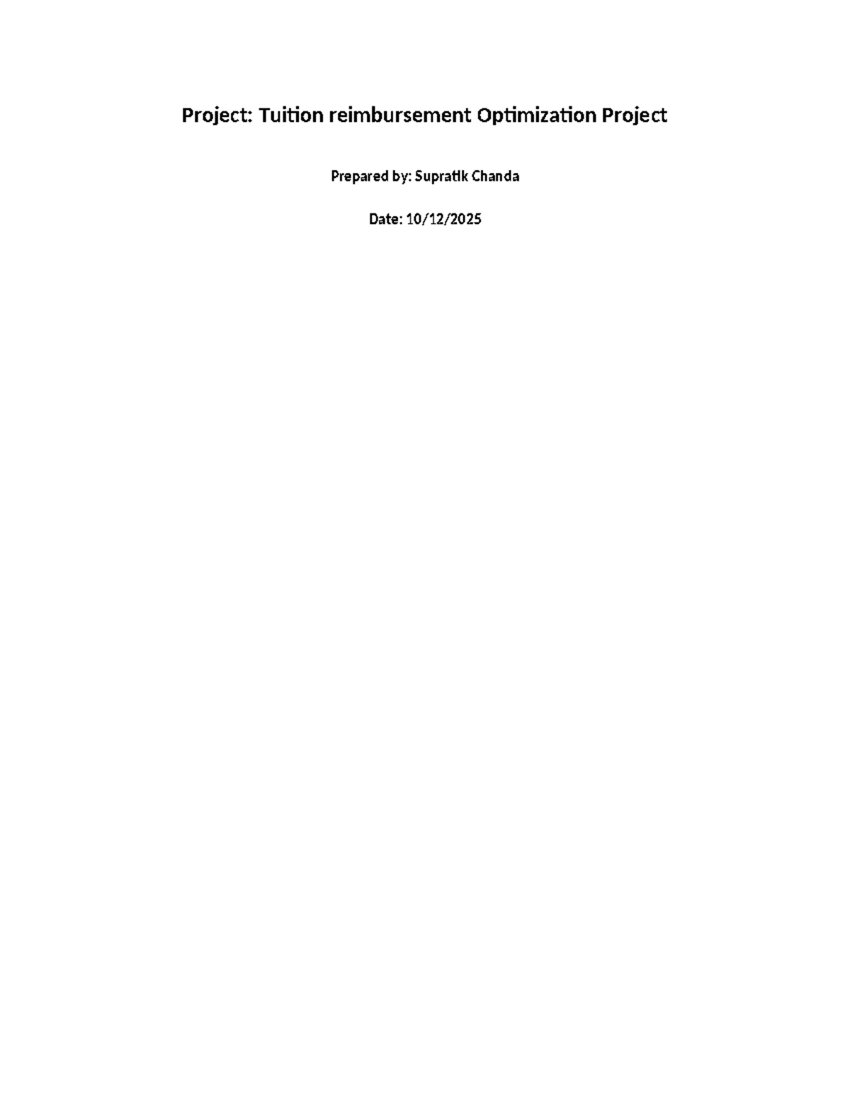 HU14 PMGT 540: Tuition Reimbursement Optimization Project Report - Studocu