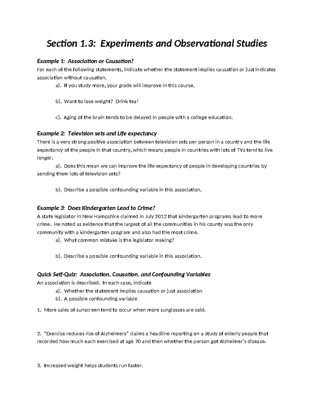 STAT 101: Experiments vs. Observational Studies - Causation ...