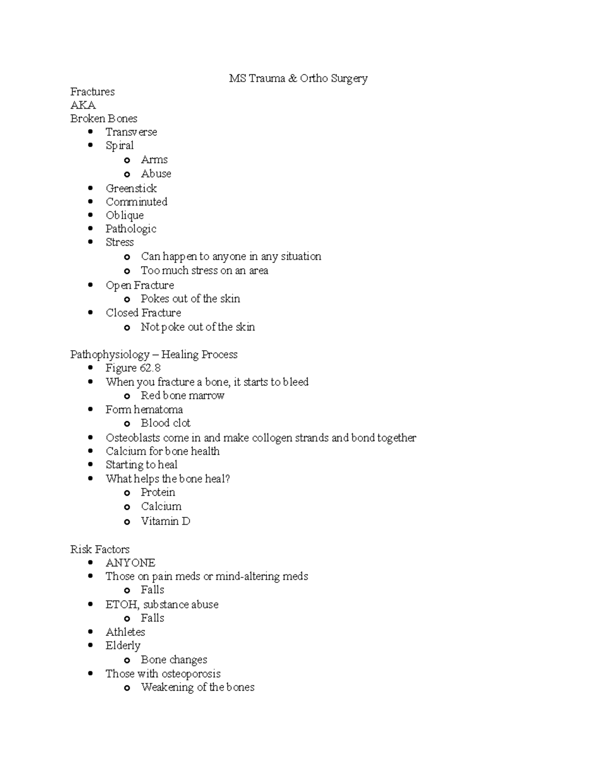 MS Trauma & Ortho Surgery: Fractures and Healing Processes Overview ...