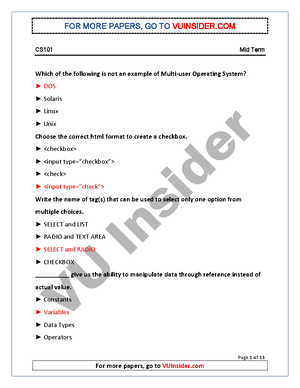 CS101 Highlighted Updated Notes - CS101 FINAL TERM HIGHLIGHTED HANDOUTS ...