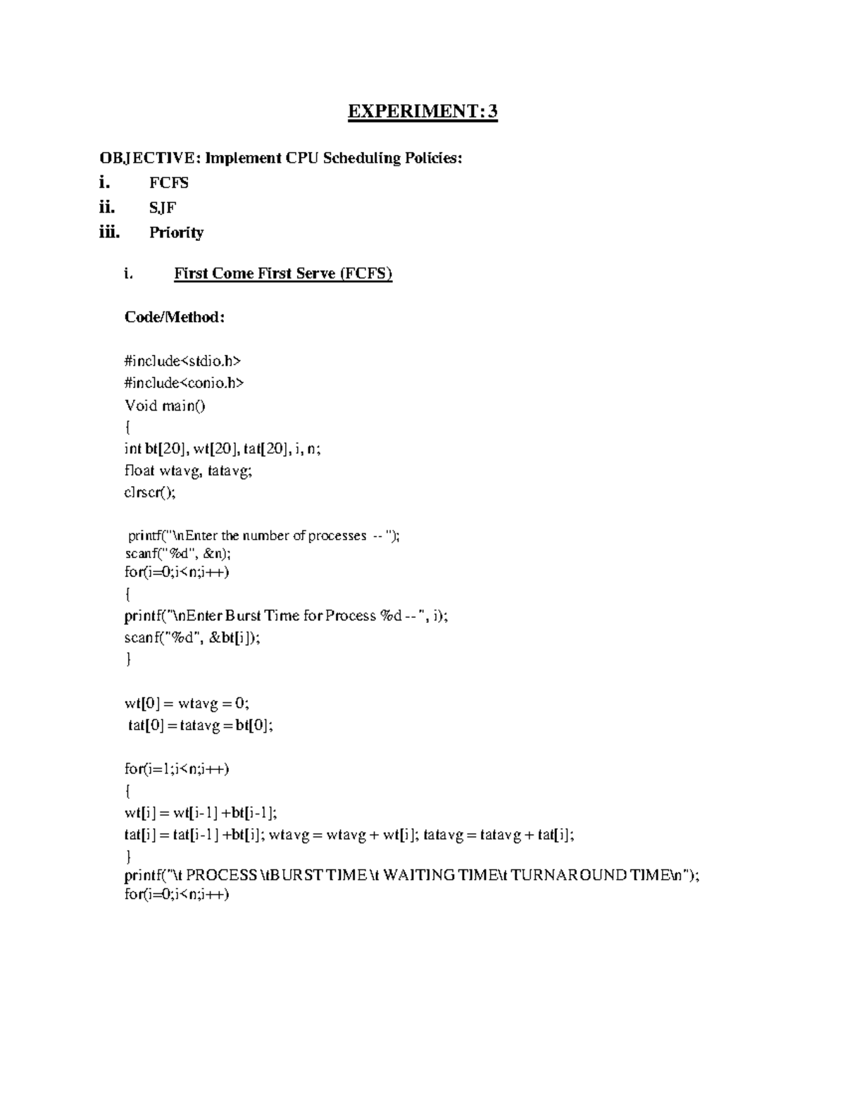 OS-3: Practical on CPU Scheduling Policies - FCFS, SJF, Priority - Studocu