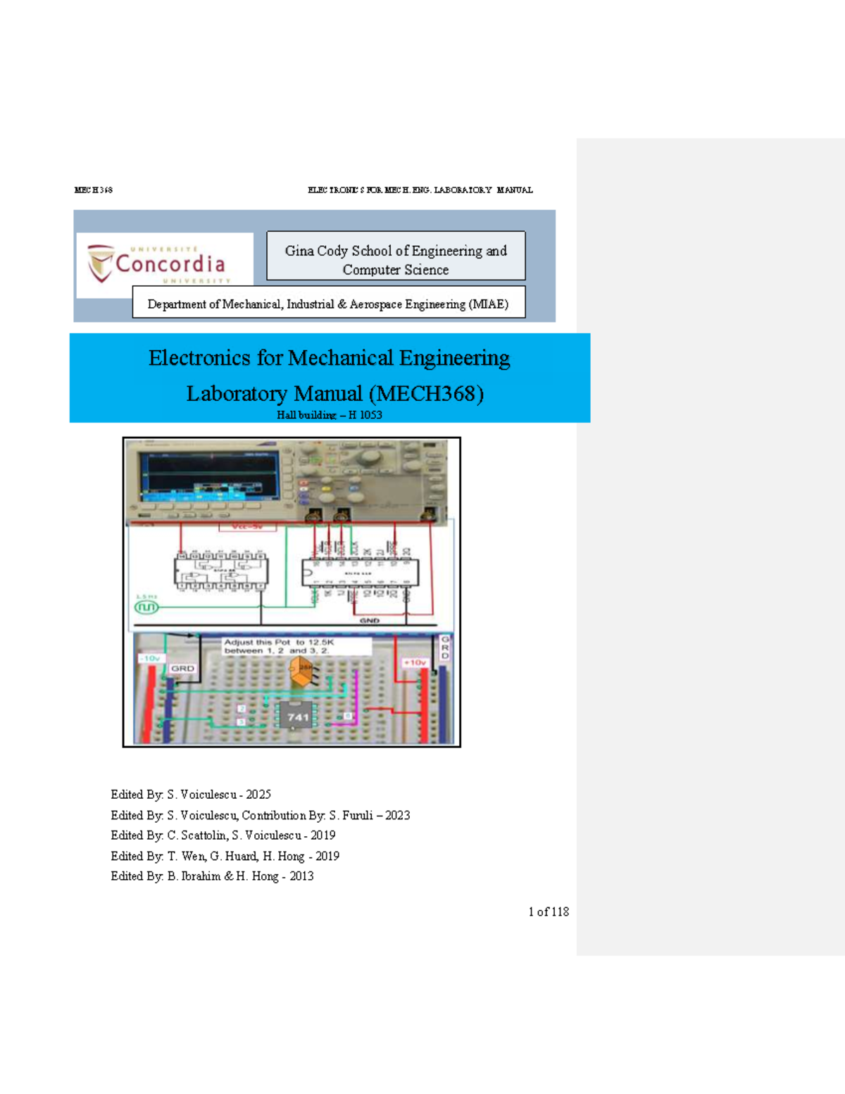 Electronics for Mechanical Engineering Lab Manual - MECH 368 - Studocu