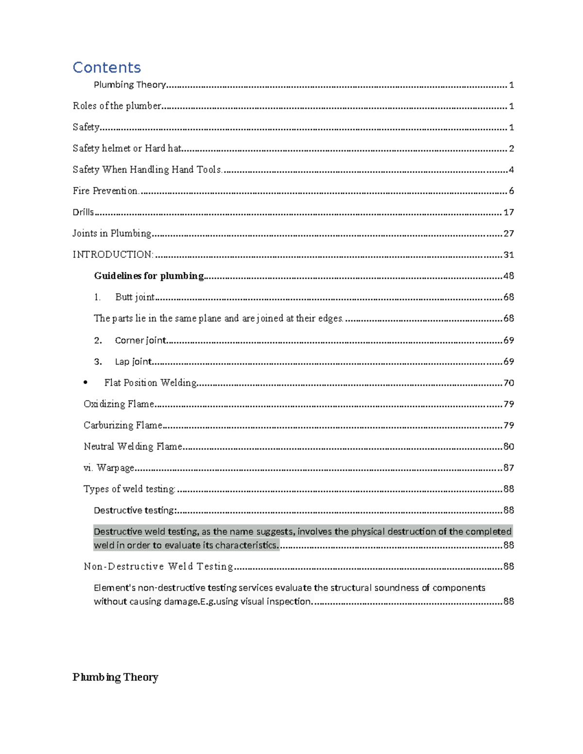 Artisan Plumbing Notes - Comprehensive Guide to Tools & Safety - Studocu