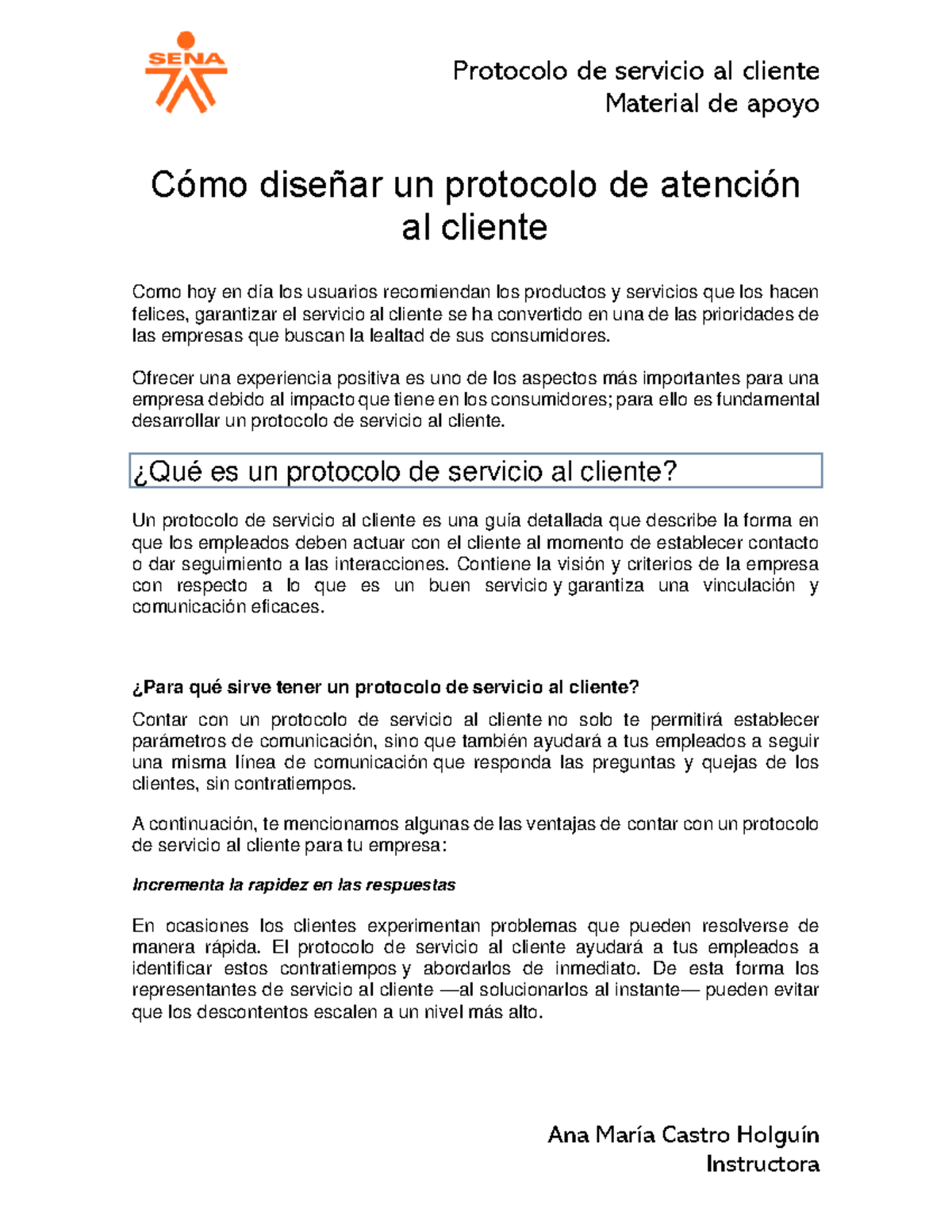 3. Diseño de Protocolo de Atención al Cliente: Guía Práctica - Studocu