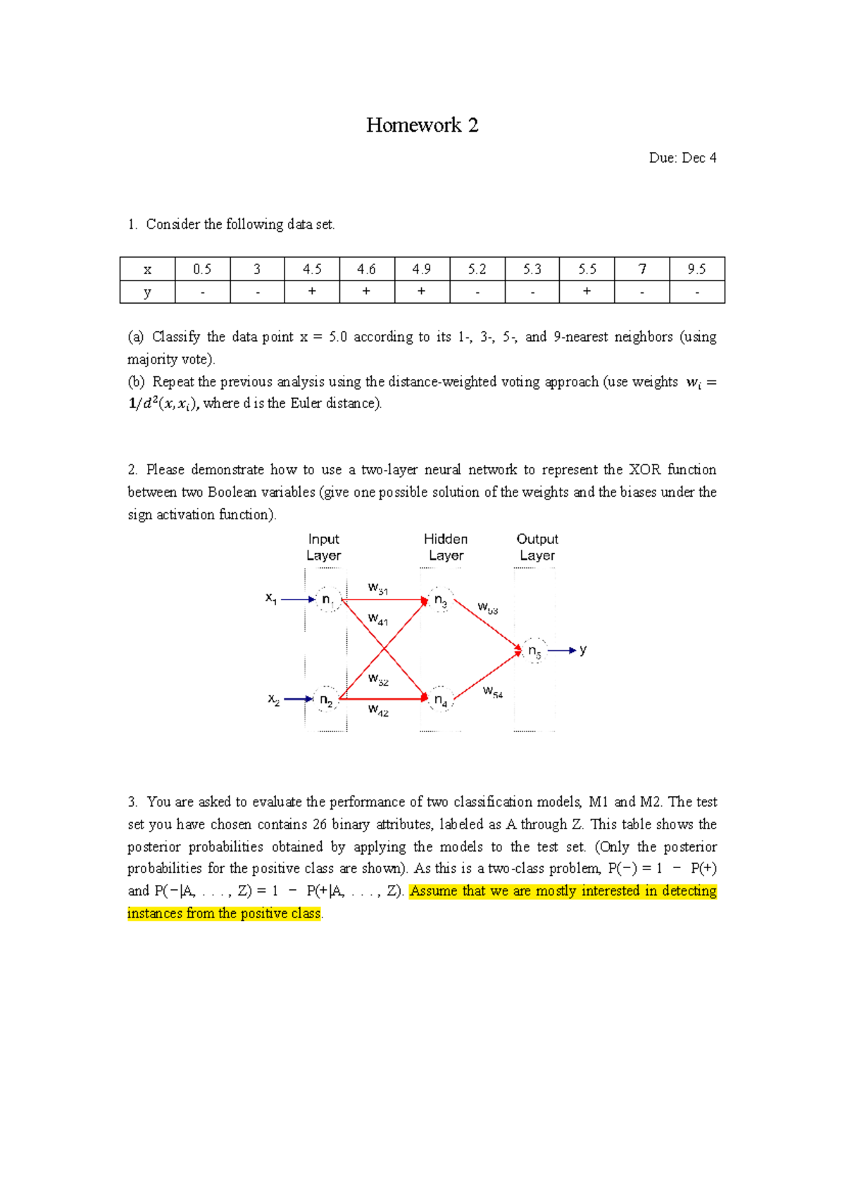 Homework 2 - Data Classification & Neural Networks Assignment - Studocu