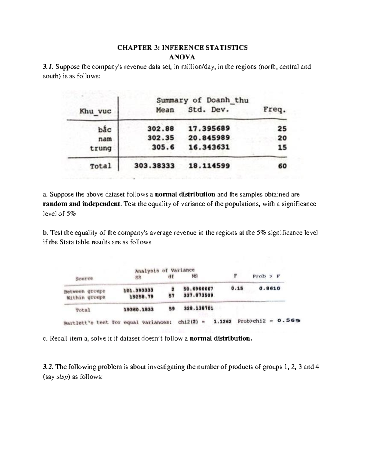 CHAPTER 3: INFERENCE STATISTICS ANOVA & REGRESSION ANALYSIS - Studocu