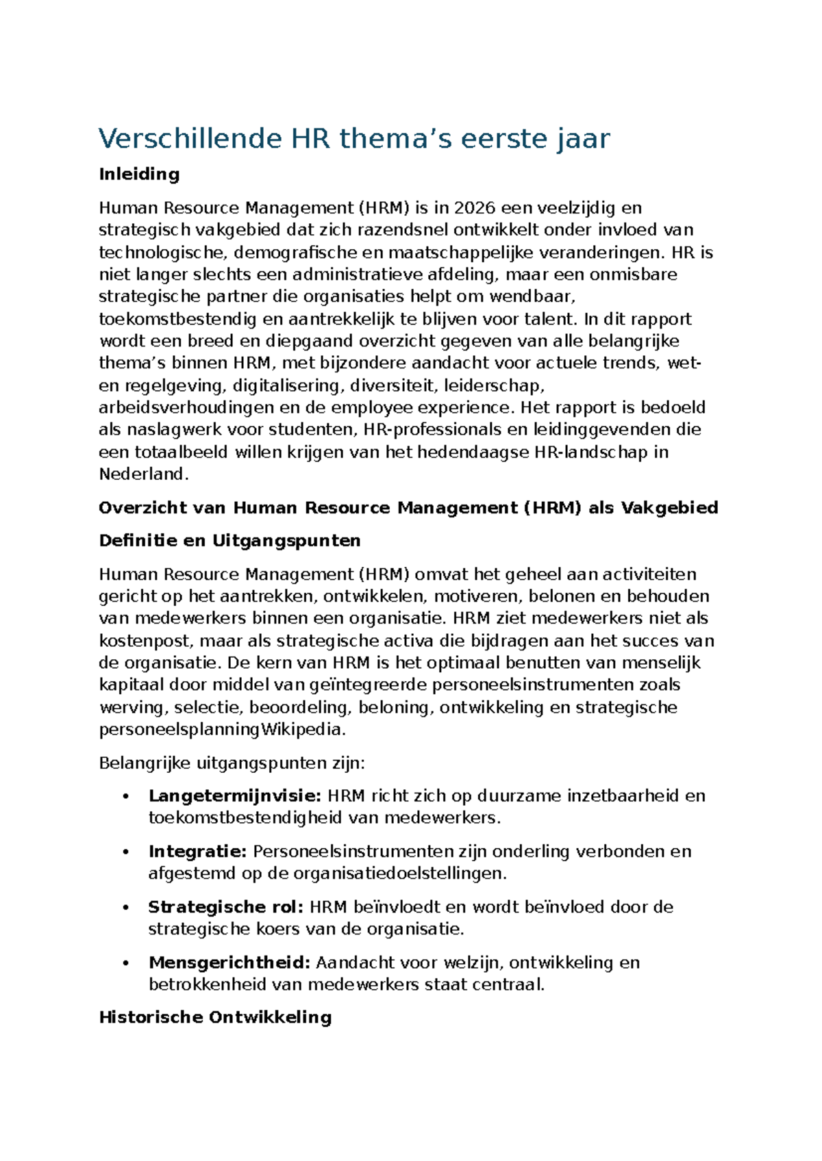 HR-thema's voor Eerstejaars: Inleiding tot Human Resource Management ...