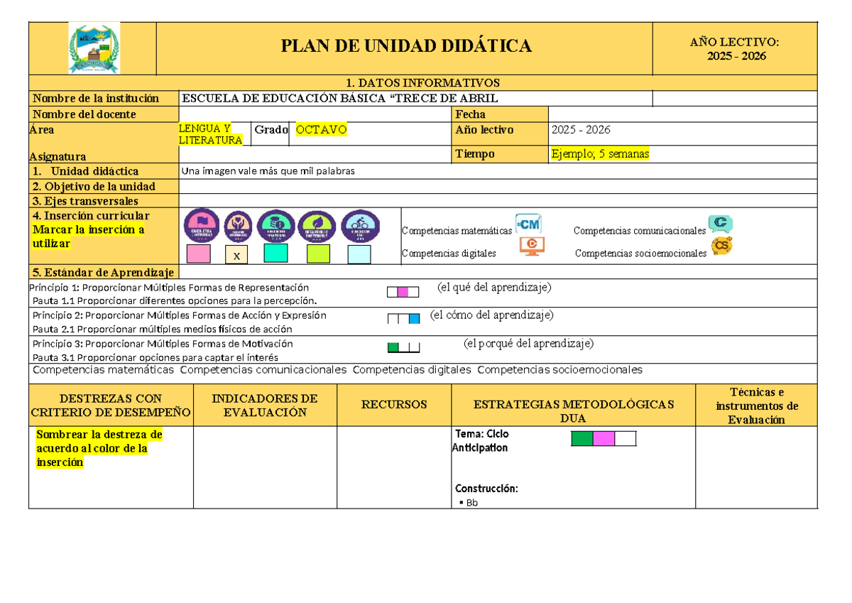 Planificación Microcurricular 2025-2026: Unidad Didáctica de Lengua y Literatura - Studocu