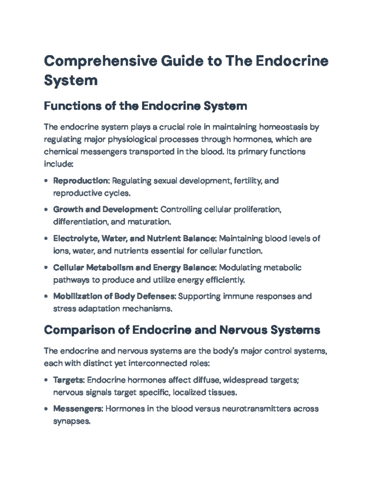Comprehensive Study Guide: Endocrine System Functions & Mechanisms ...