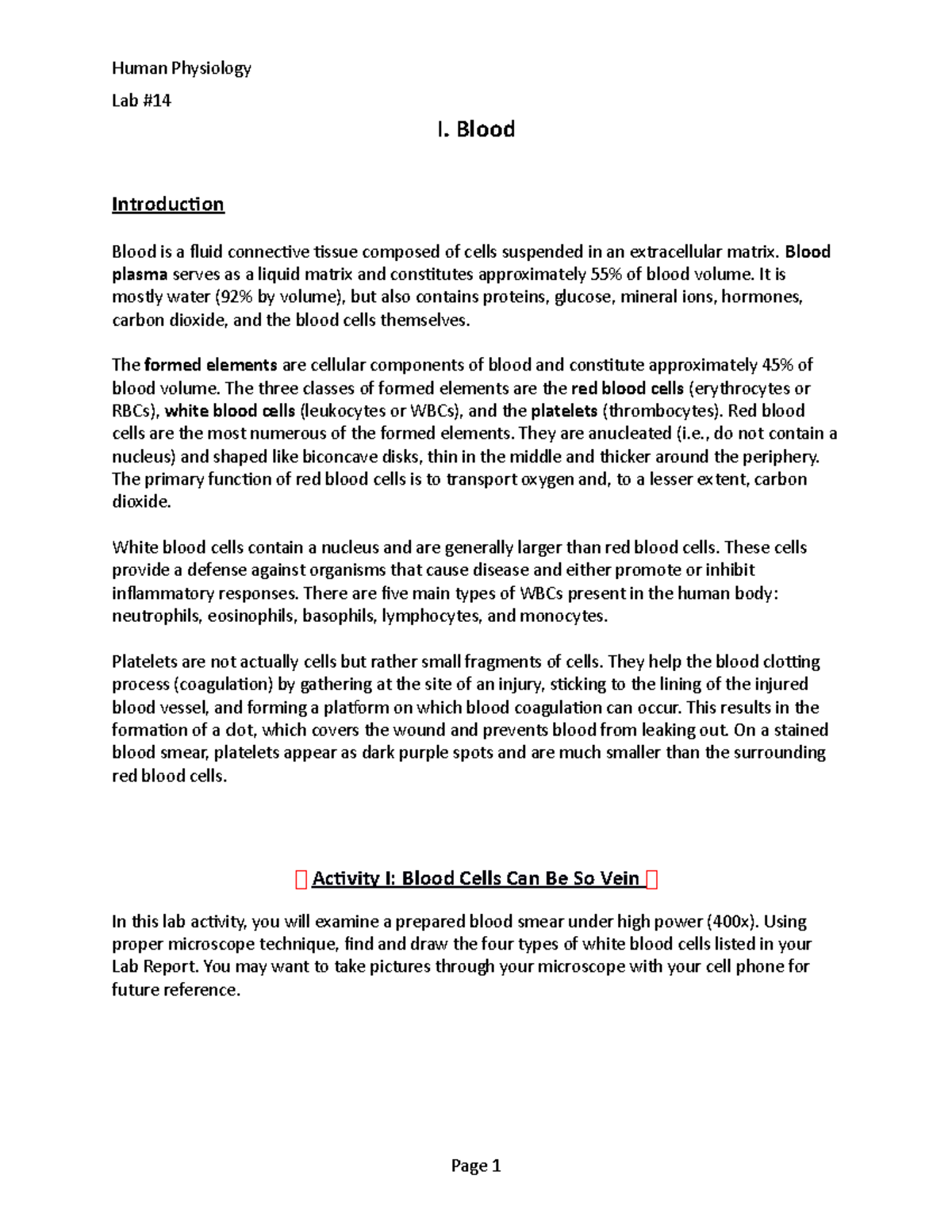 Lab 14 Blood Typing - Detailed Lab Report & Activities - Studocu