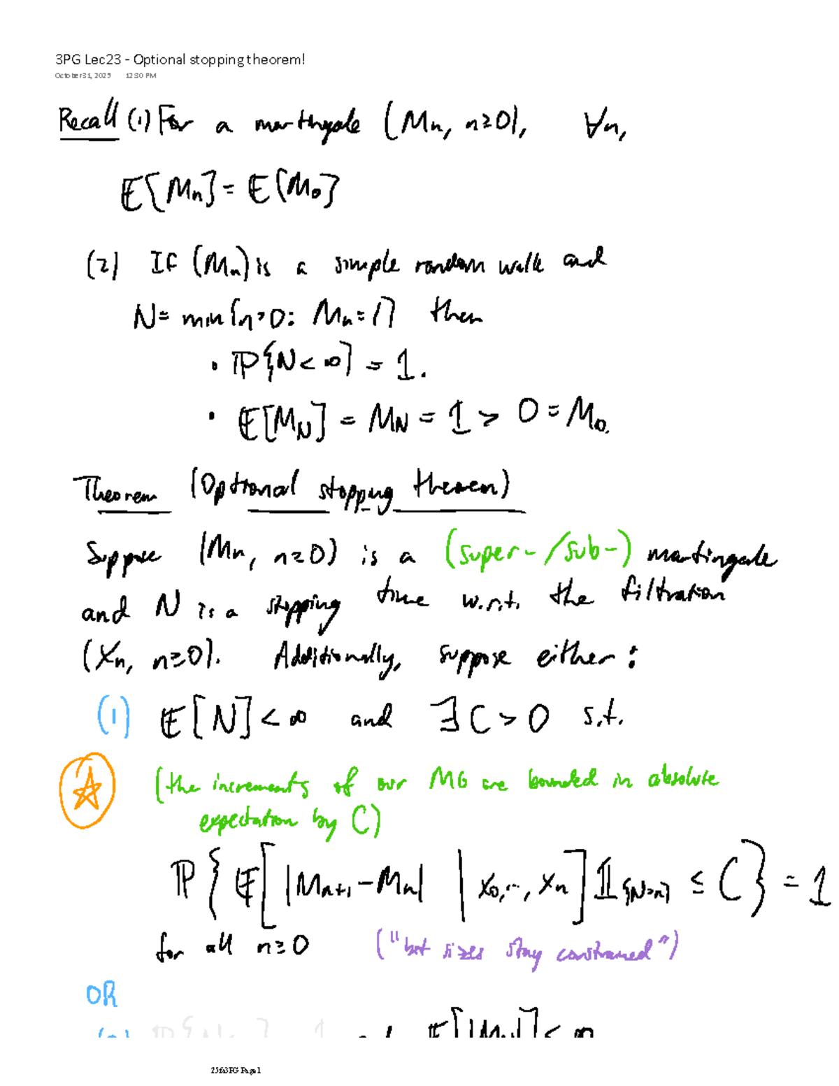 3PG Lec23 - Optional stopping thm - Stats 2Mb3 - 3PG Lec23 - Optional ...