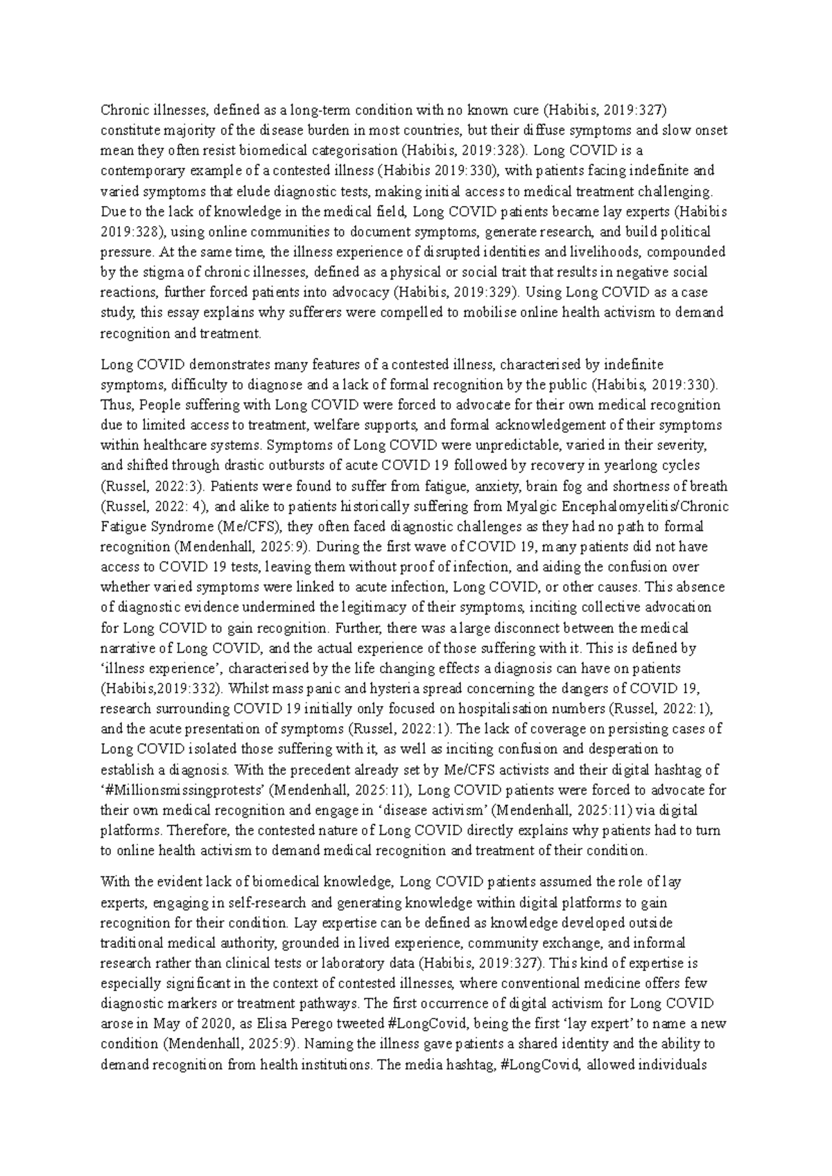 Essay 1: Long COVID and the Rise of Patient Activism (HSBH1013) - Studocu