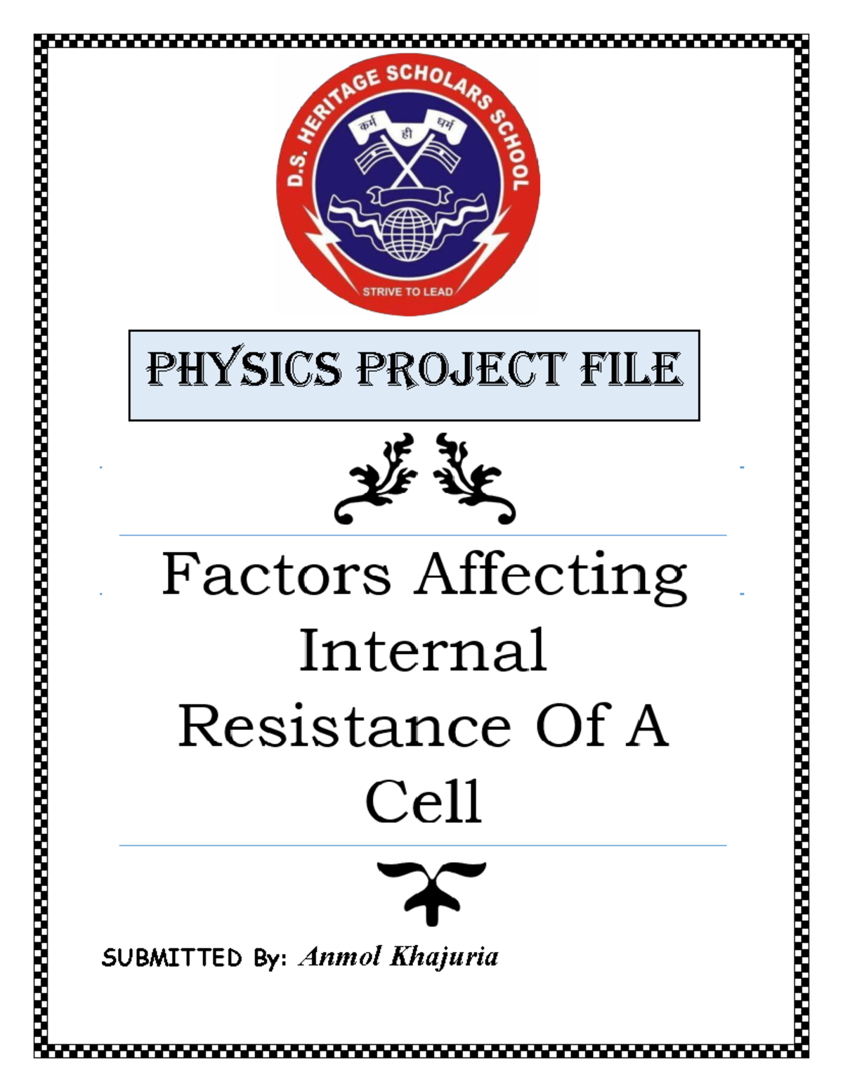 Physics Project Report: Factors Affecting Internal Resistance - Studocu