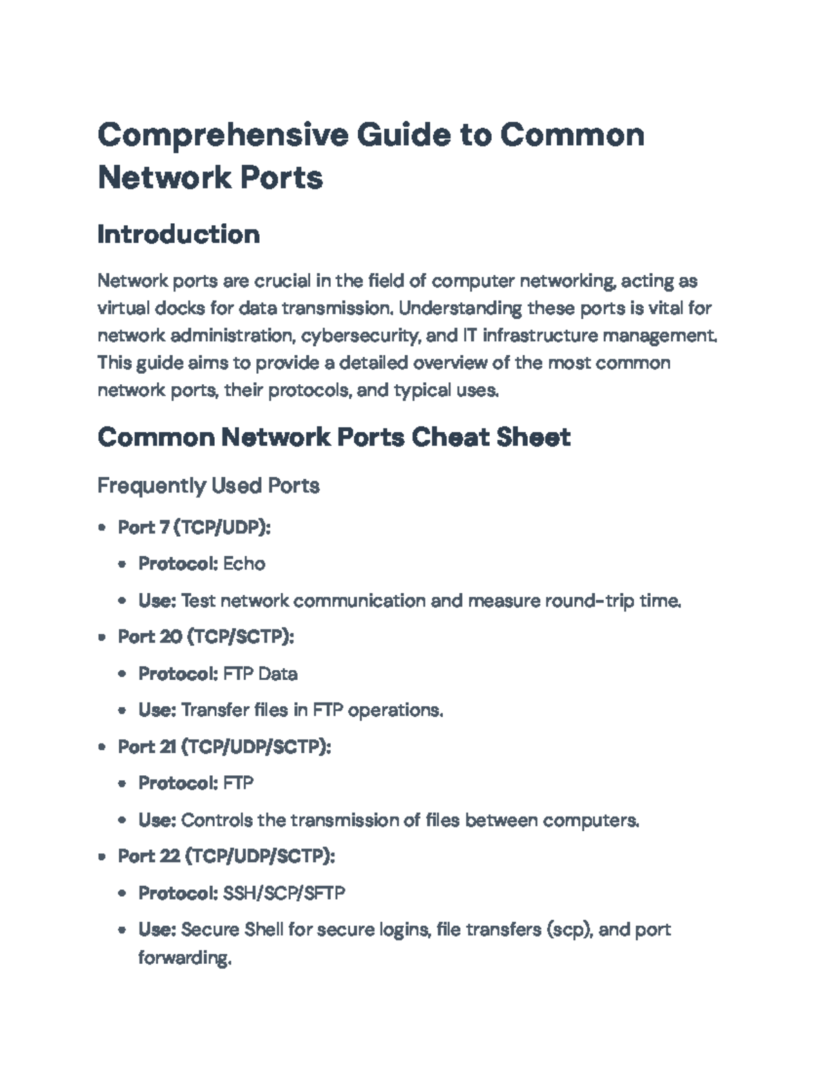Comprehensive Guide to Common Network Ports and Their Usage ...