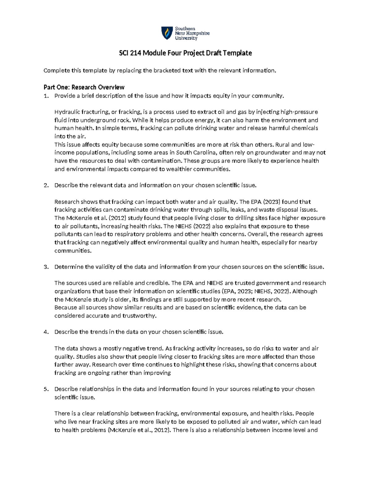 SCI 214 Module Four Project: Fracking's Impact on Community Equity ...