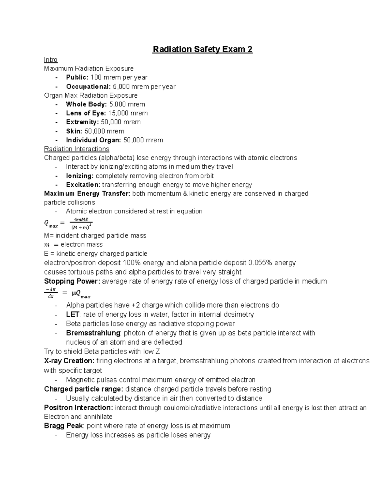 Radiation Safety Exam 2: Key Concepts & Effective Dose Calculations ...
