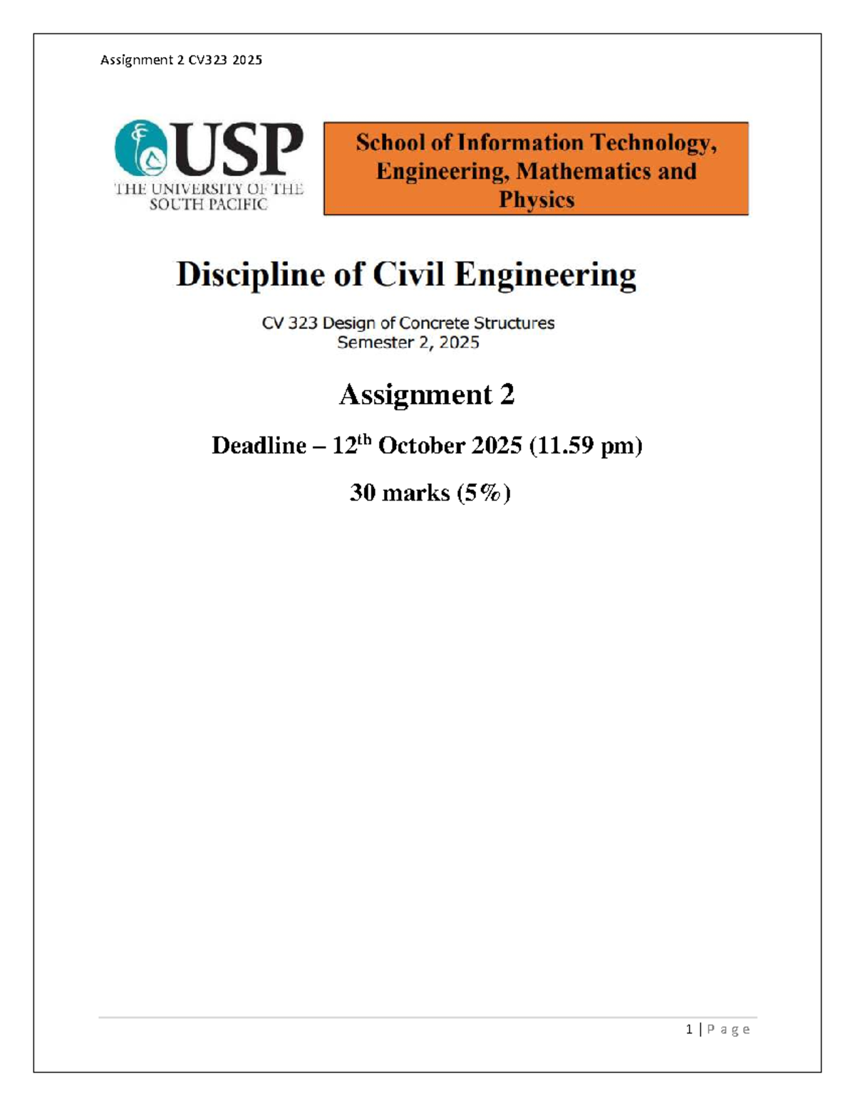 Assignment 2 CV323 2025: Load & Design Requirements - Studocu