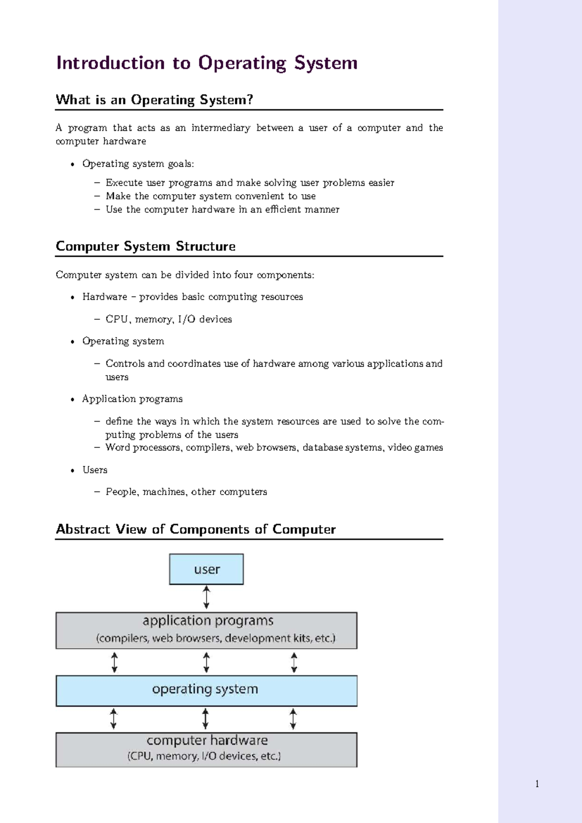 Chapter 1 - Introduction to Operating Systems: Key Concepts and Functions - Studocu