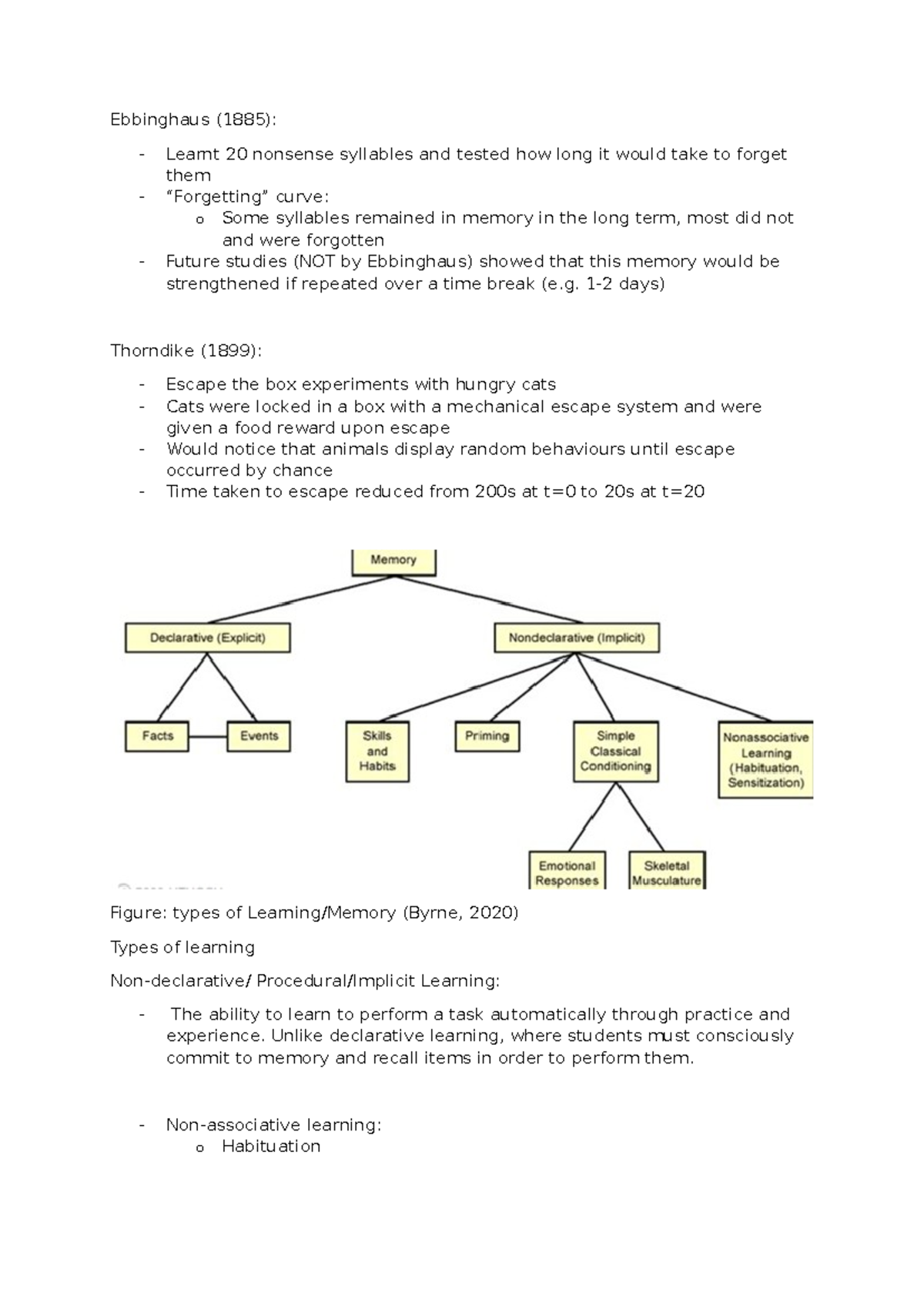 Lecture 1 Intro, Learning types - Ebbinghaus (1885): - Learnt 20 ...