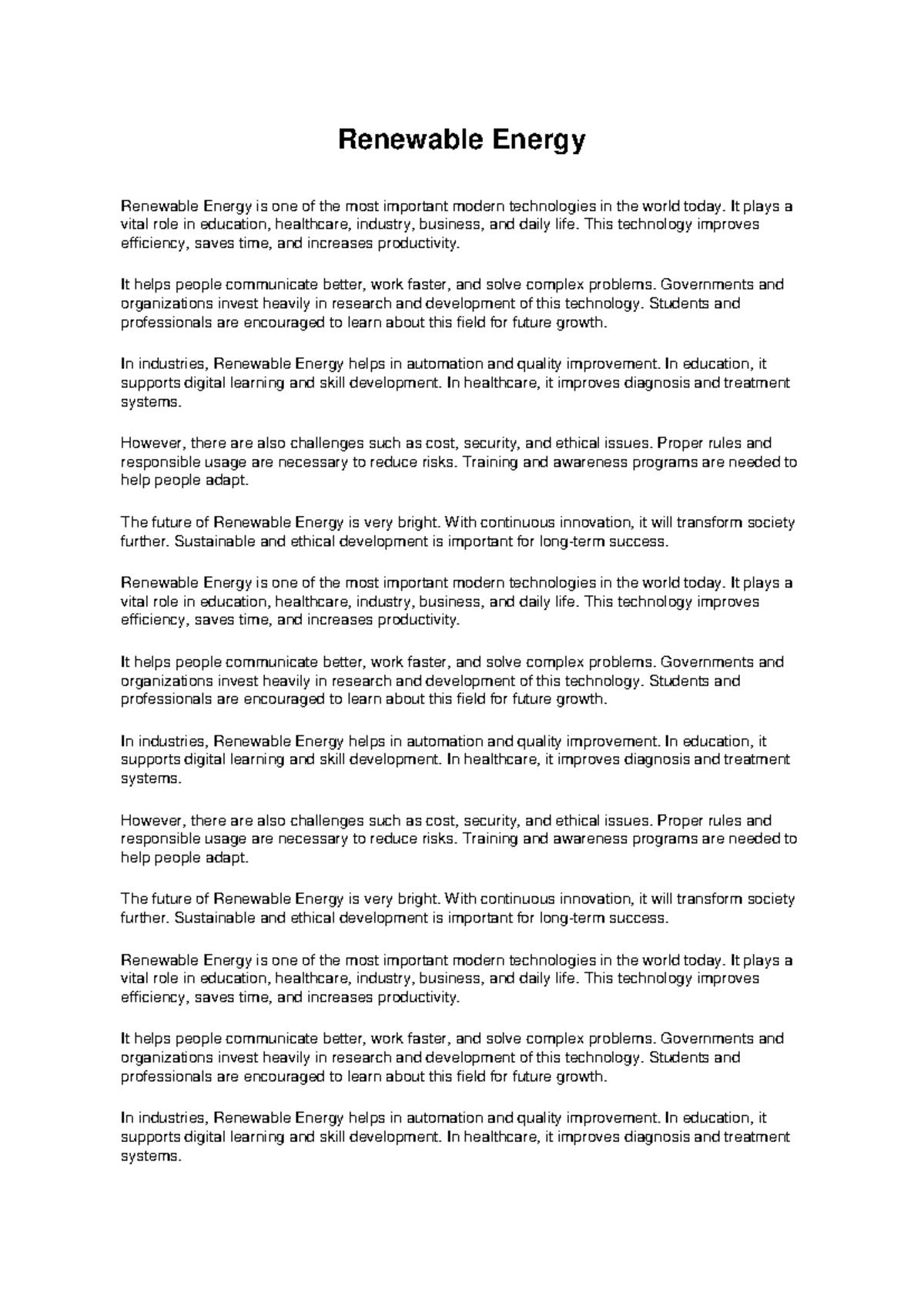 Renewable Energy: Importance, Challenges, and Future Prospects - Studocu