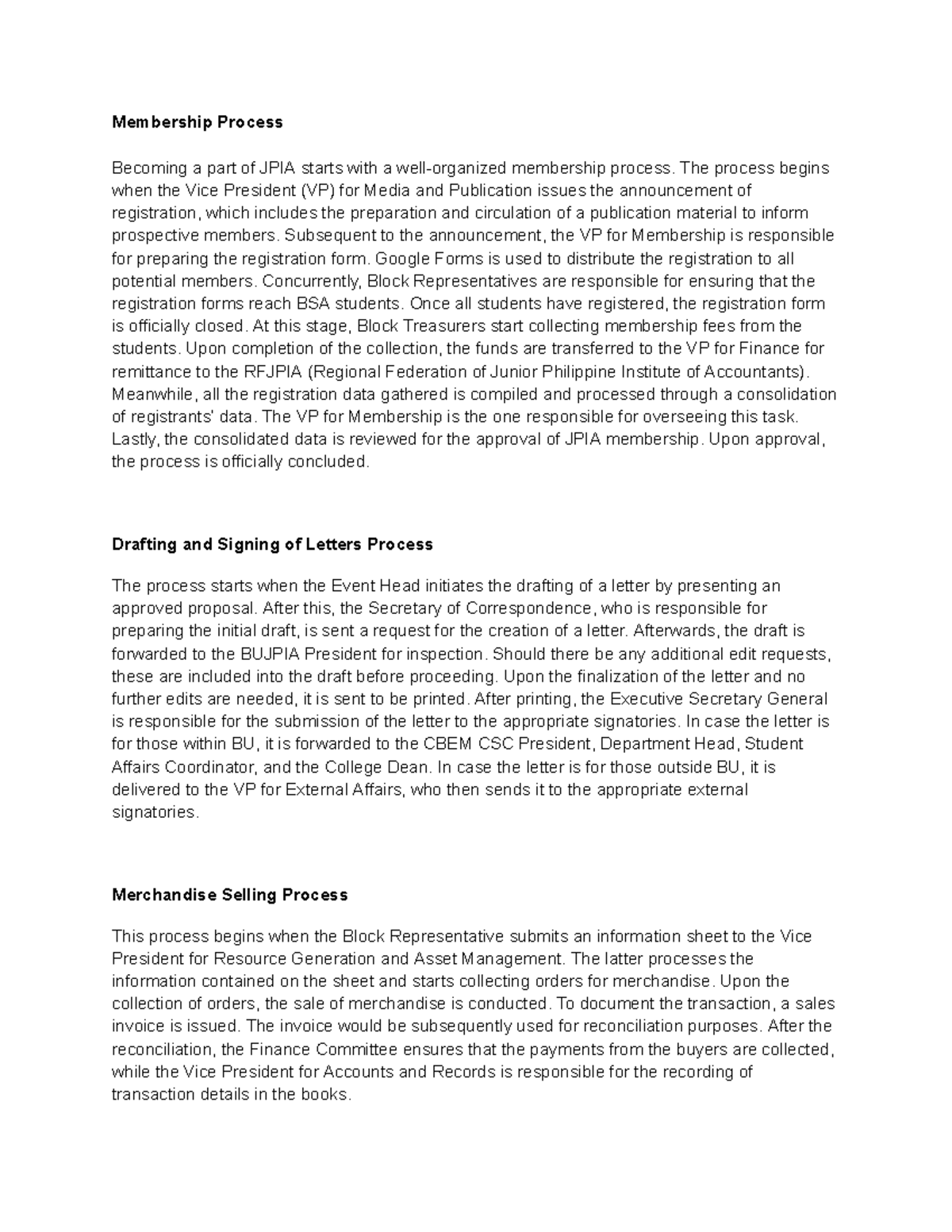 JPIA Membership Process: Steps for Joining and Merchandise Sales - Studocu