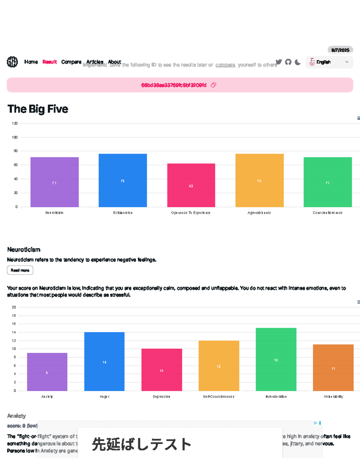 Big Five Personality Test Results - English 68bd38aa33769fc8bf3209fd ...
