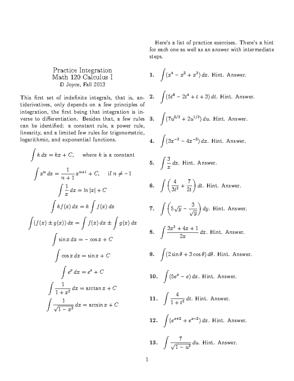 Math 120 Final Exam Integral Practice Questions - Studocu
