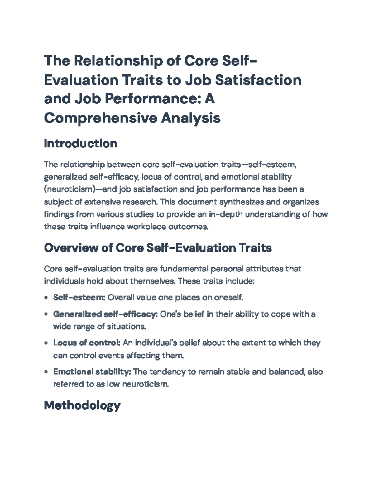 Core Self-Evaluation Traits: Impact on Job Satisfaction & Performance ...