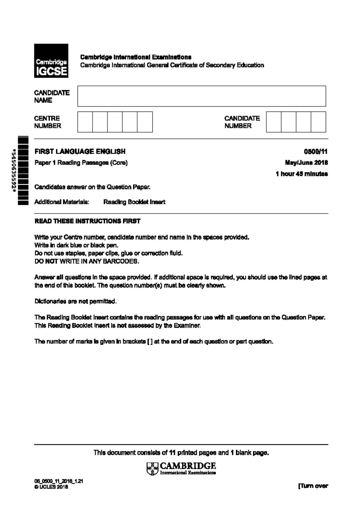 Checkpoint English [0500] - Specimen Paper 1 Marking Scheme Guide - Studocu