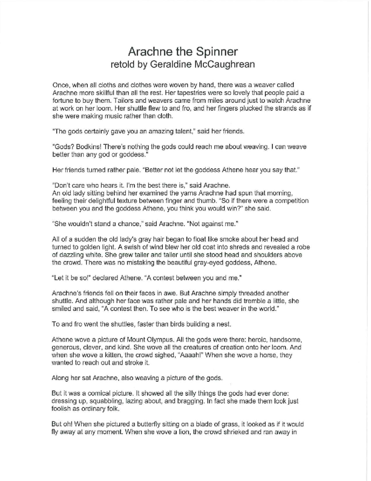 Arachne and Prometheus: Myths of Weaving and Fire - Studocu