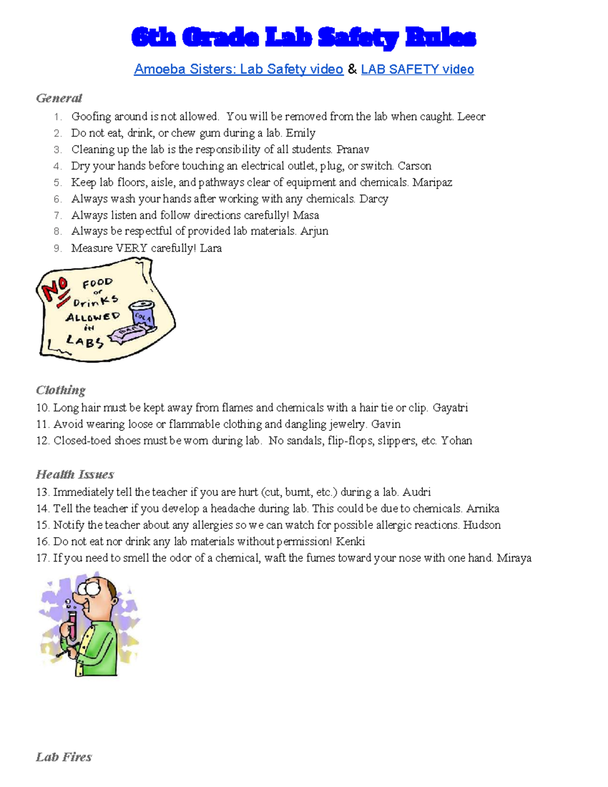 6th Grade Science Lab Safety Rules & Procedures - Studocu