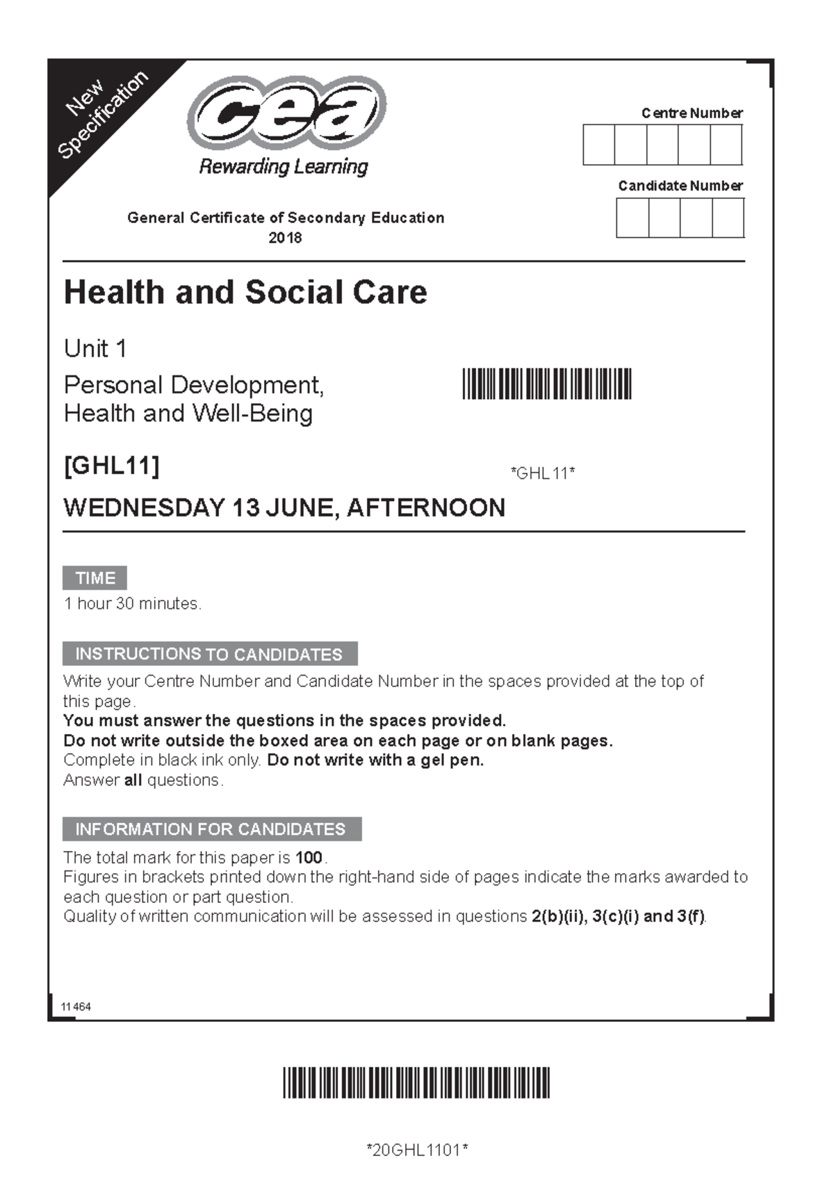 Revised GCSE HSC Past Papers & Mark Schemes May-June 2018 (GHL11) - Studocu