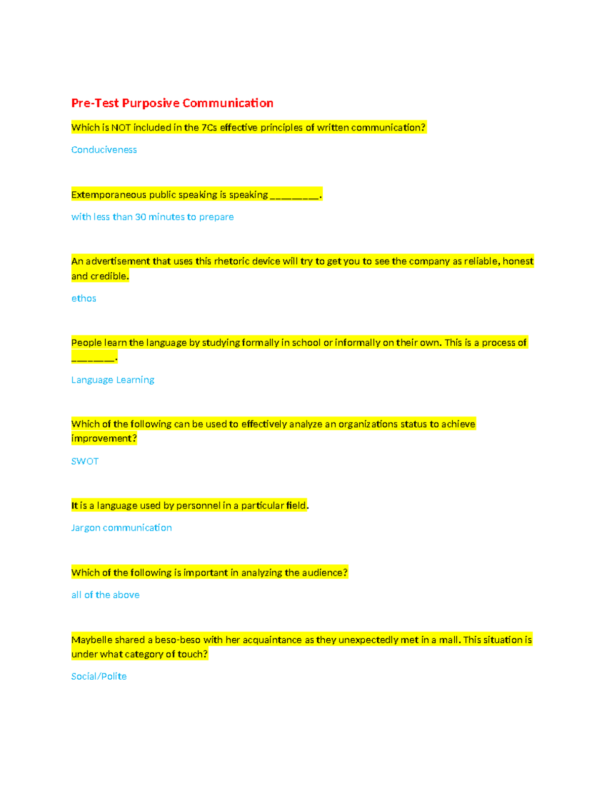 Purcomm - Effective Communication Principles and Concepts - Studocu