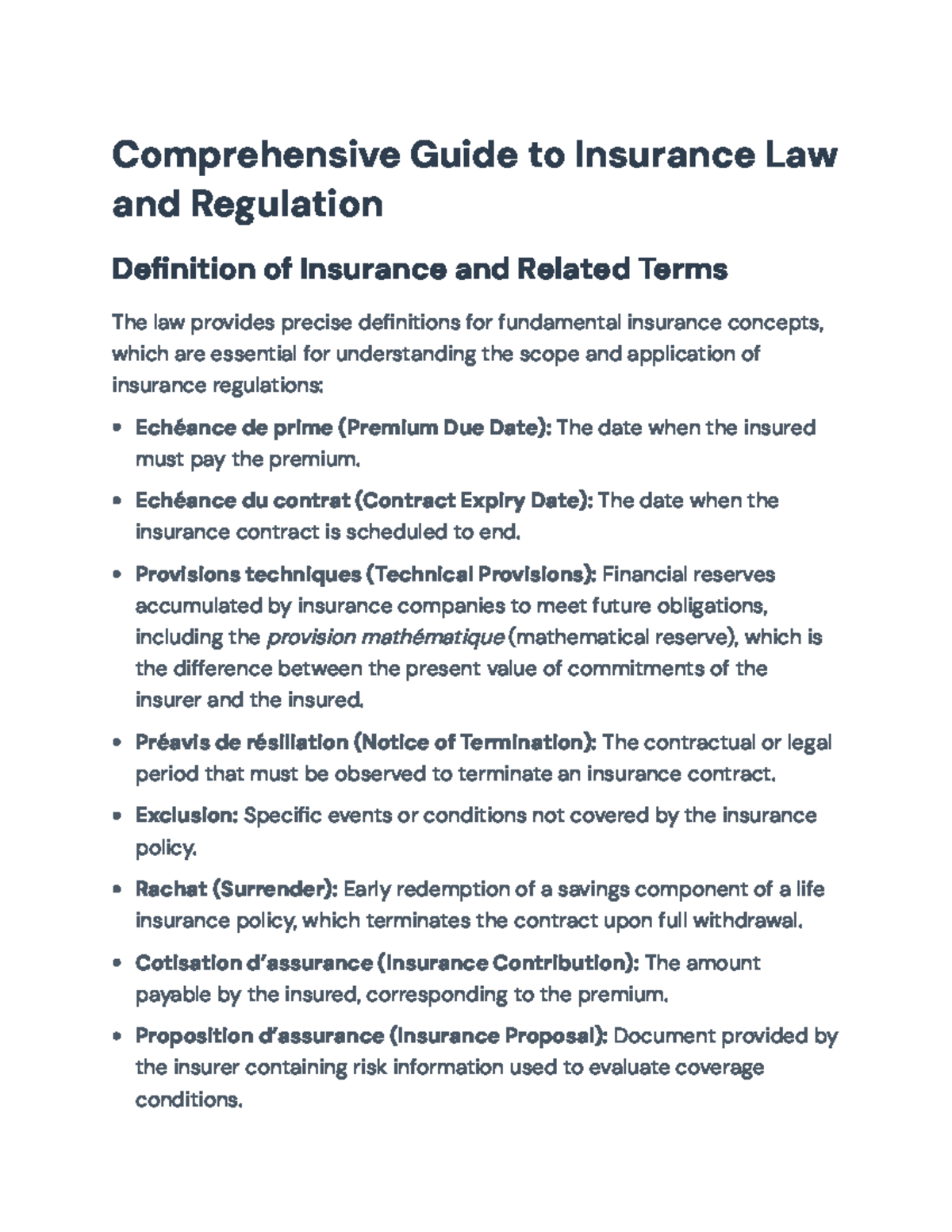 Comprehensive Overview of Insurance Law & Regulation (INS101) - Studocu