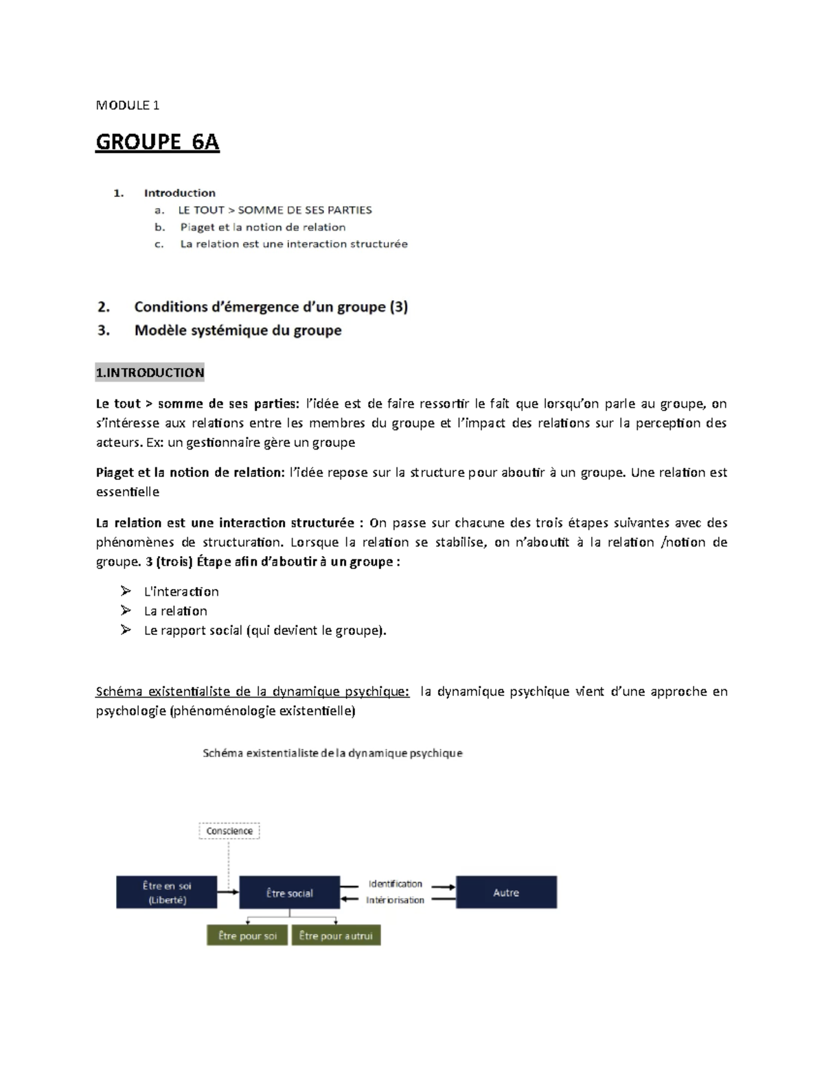 1 Groupe 6A - NOTE DE COURS POUR PRÉPARATION AUX EXAMENS - MODULE 1 GROUPE 6A 1 Le tout > somme ...