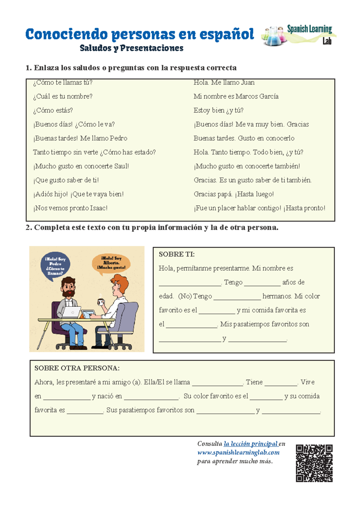 Conociendo personas en español - Conociendo personas en español Saludos ...