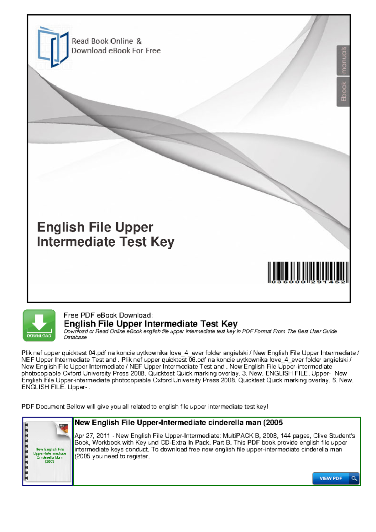 English File Upper-Intermediate Test Key and Study Resources - Studocu