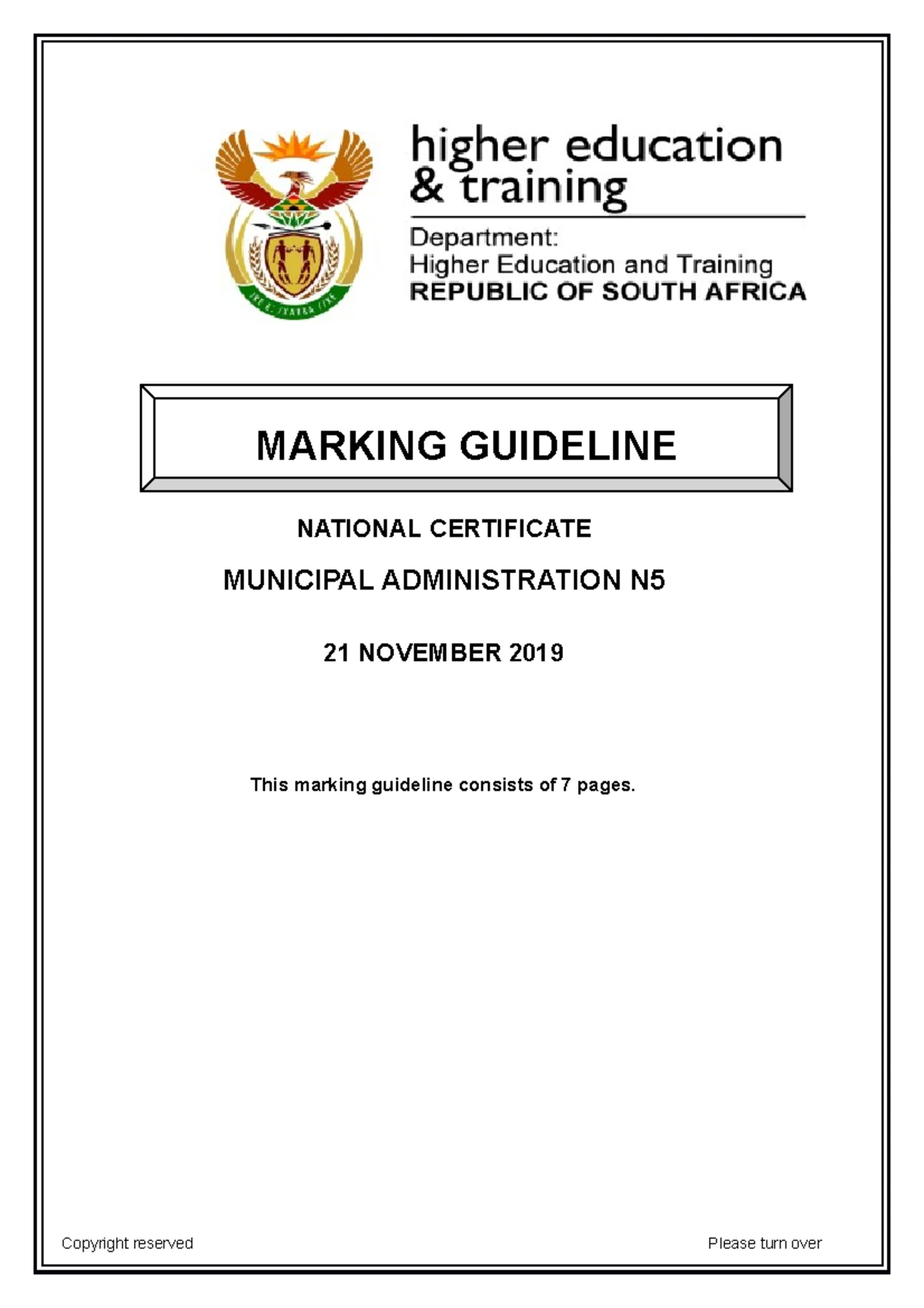 Public Admin N5 12 NOV 2021 Question Paper - NATIONAL CERTIFICATE ...