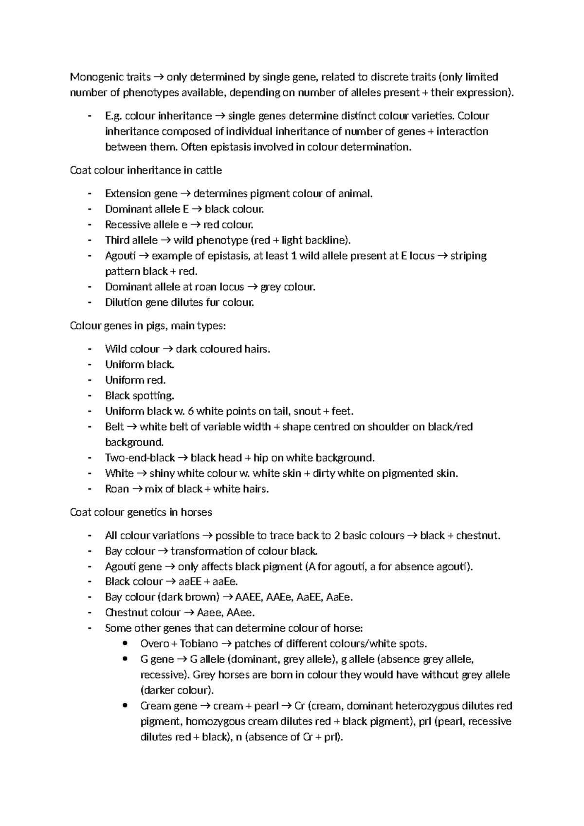 Ch7 Summary Lecture Notes: Monogenic Traits & Inheritance Patterns ...