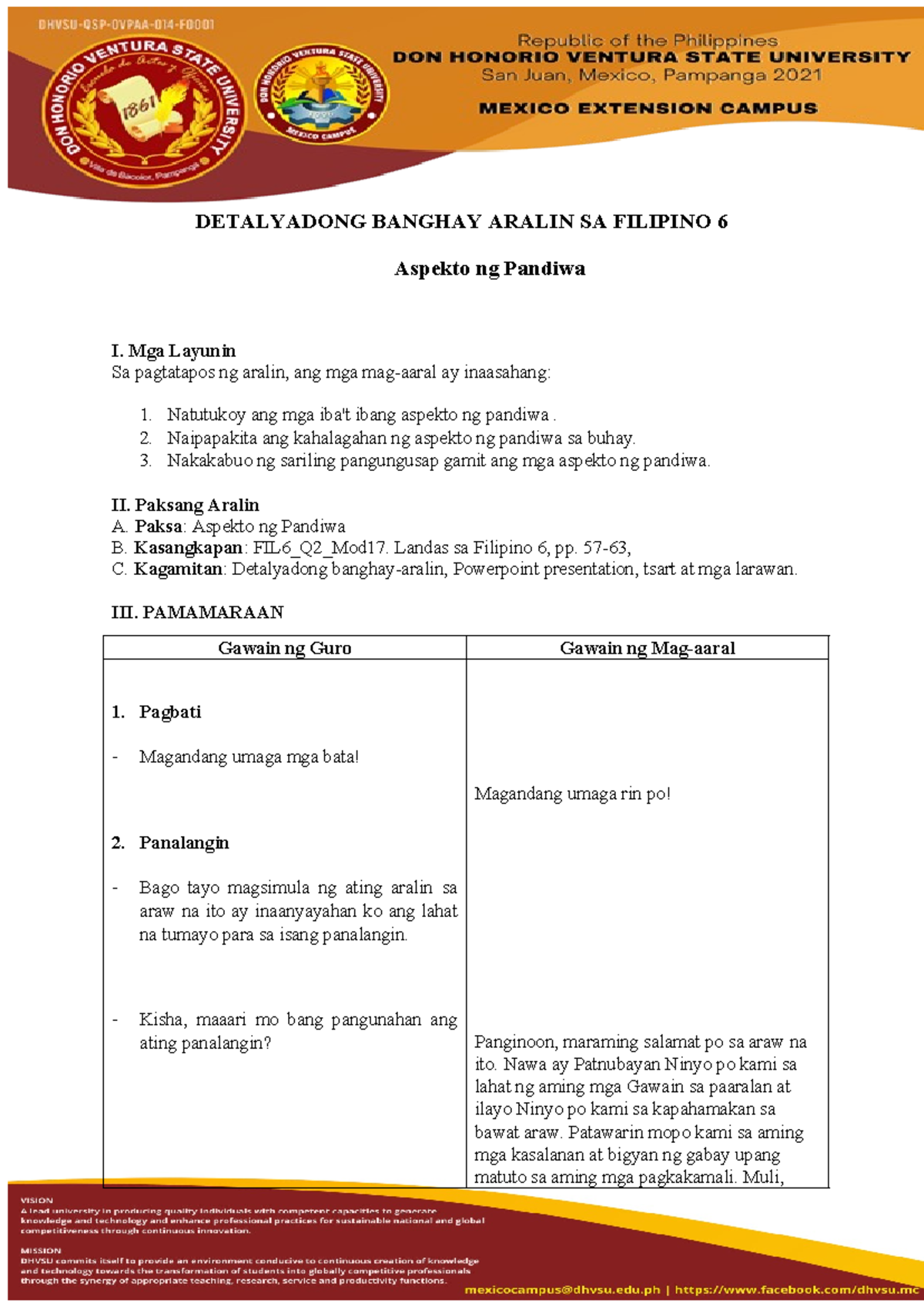 DLP in Filipino Aspektong pandiwa doc fi 1 - DETALYADONG BANGHAY ARALIN SA FILIPINO 6 Aspekto ng ...