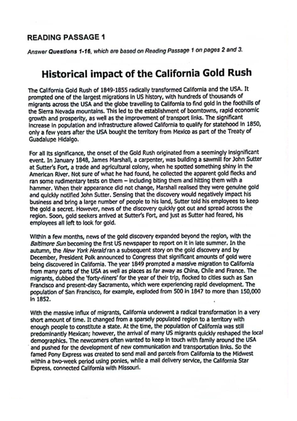 California Gold Rush: Historical Impact and Key Developments - Studocu