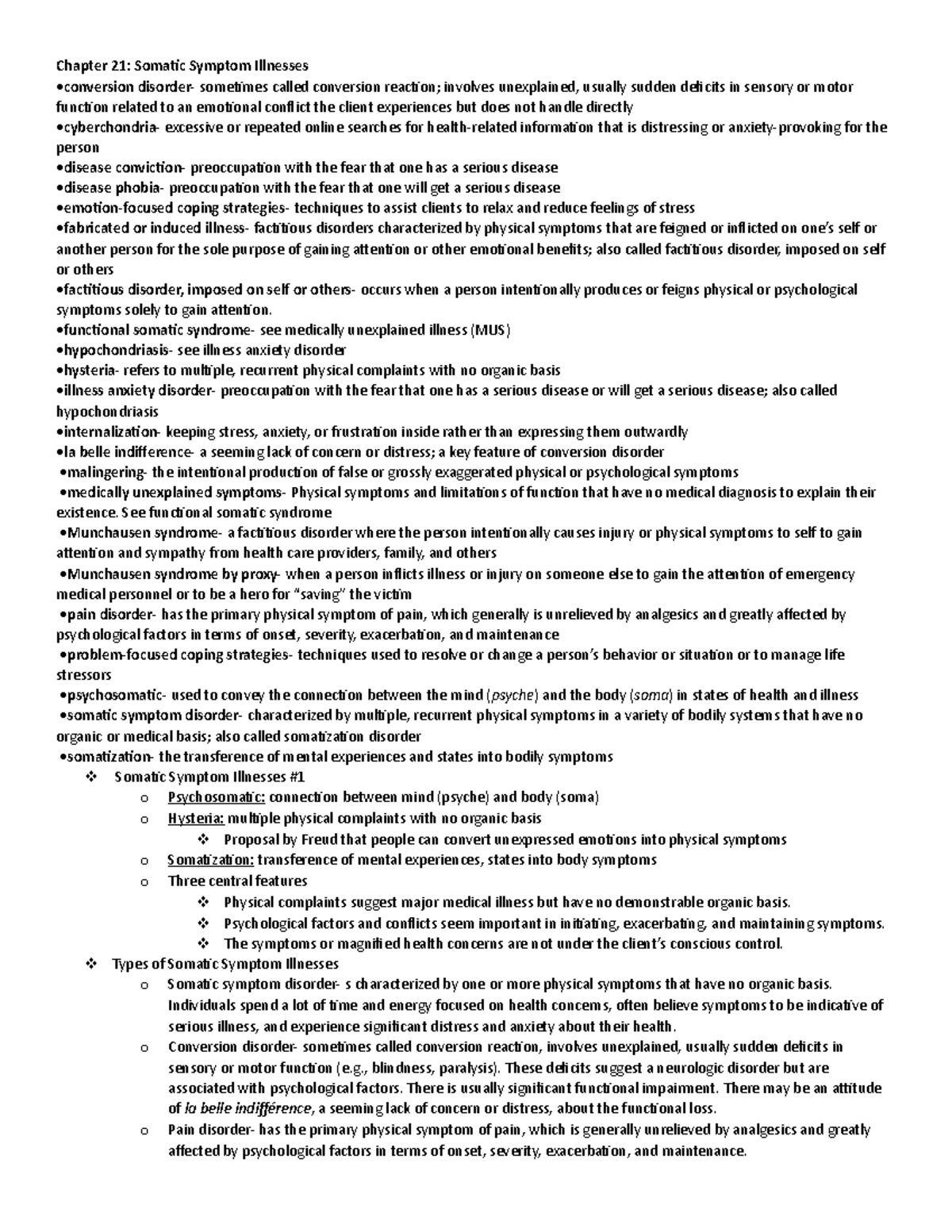 Chapter 21 - ECPI Notes on Somatic Symptom Illnesses and Disorders ...