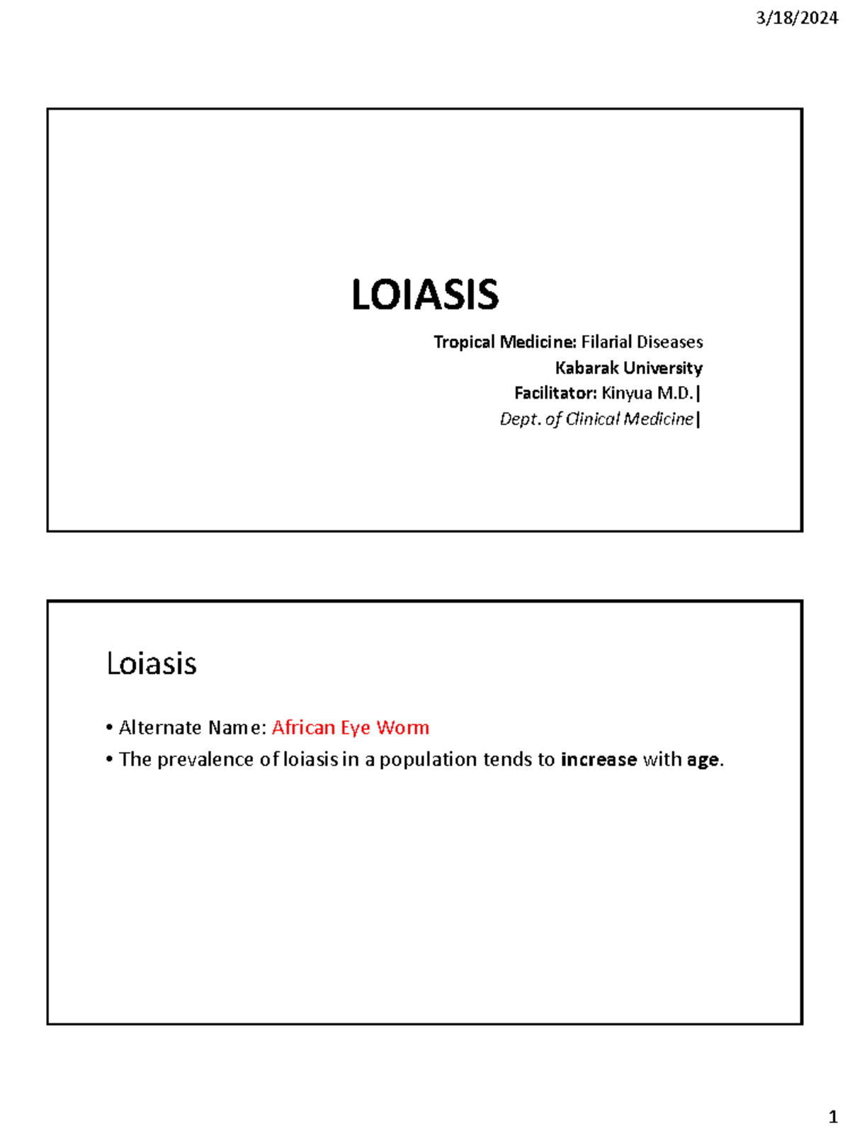 LOIASIS Tropical Medicine: Filarial Diseases Overview and Treatment ...