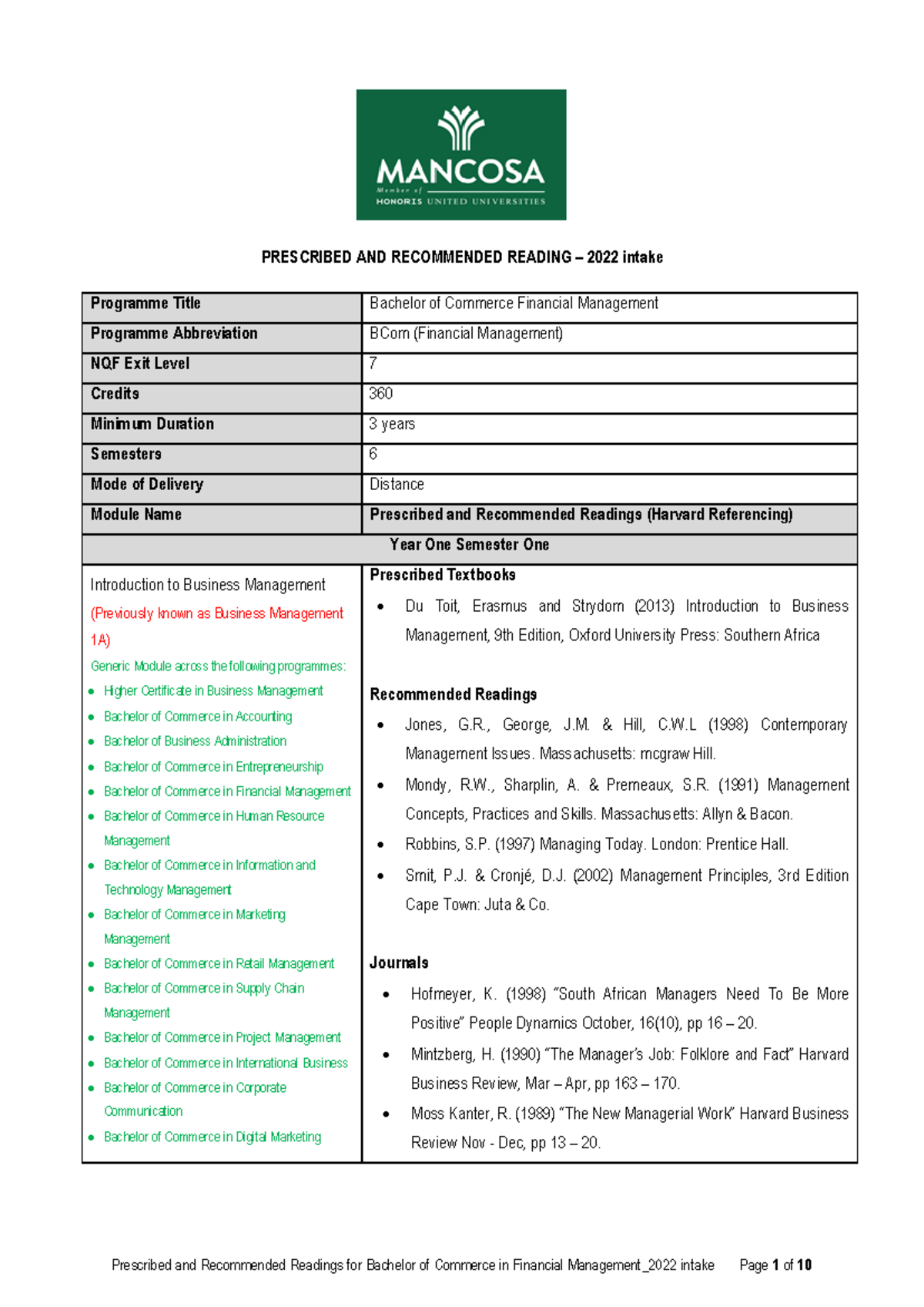 BCom Financial Management: Prescribed & Recommended Textbook List 2022 ...